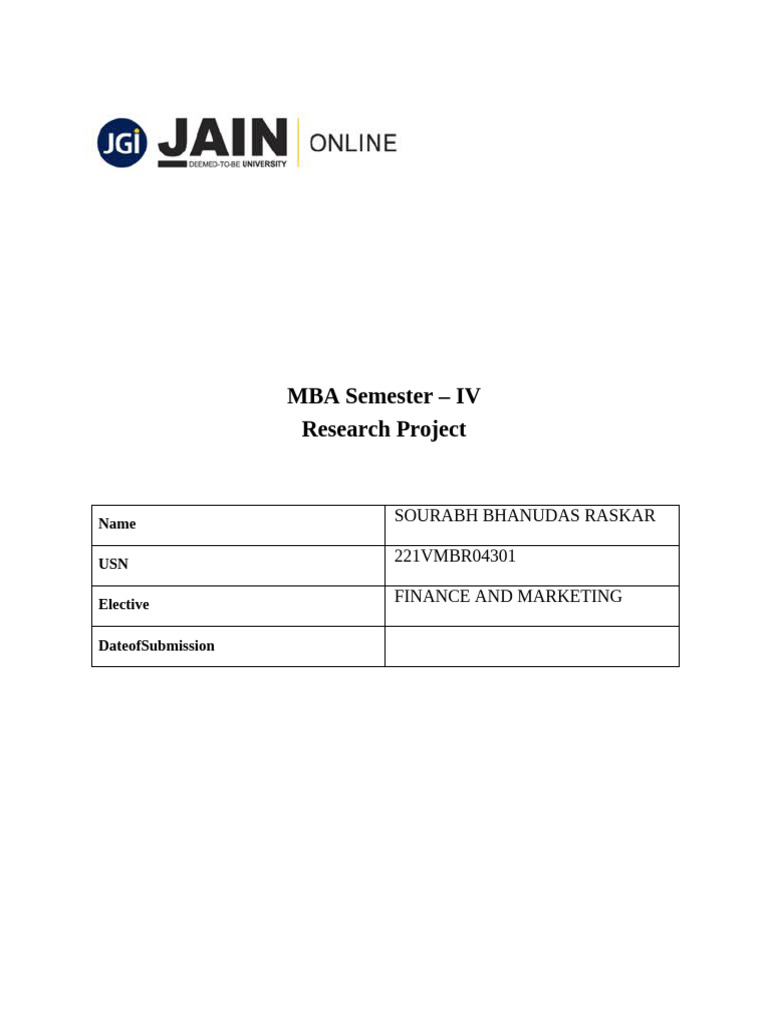 Research Project Report Template - Final MBA (3) PENDING | PDF | Brand ...