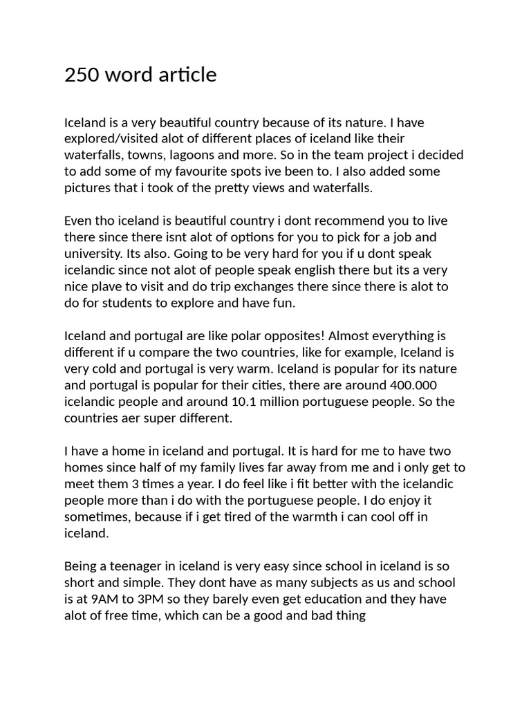 250 Word Article | PDF