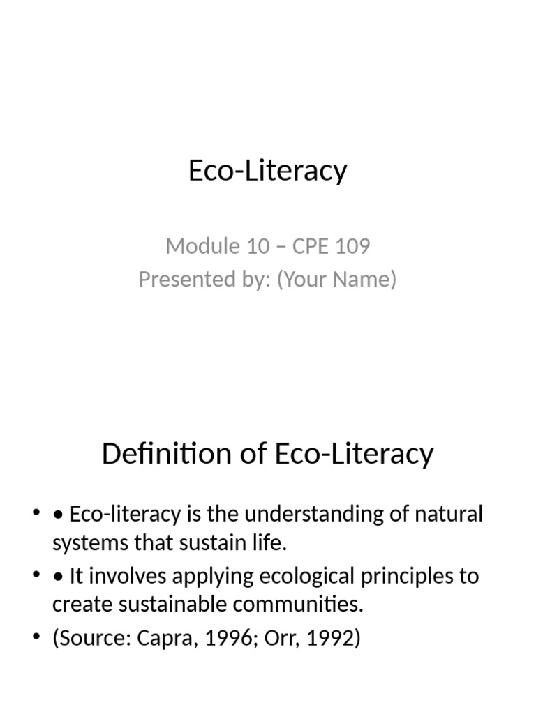 Understanding Eco-Literacy for Sustainability | PDF