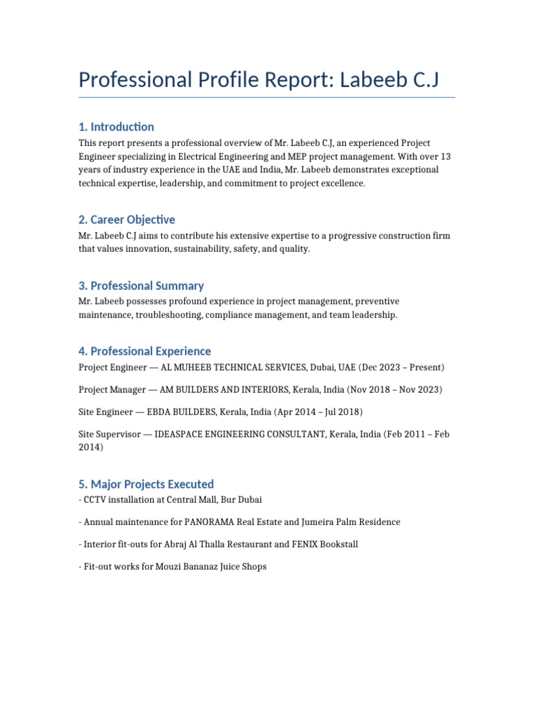 Labeeb CJ Professional Report | PDF