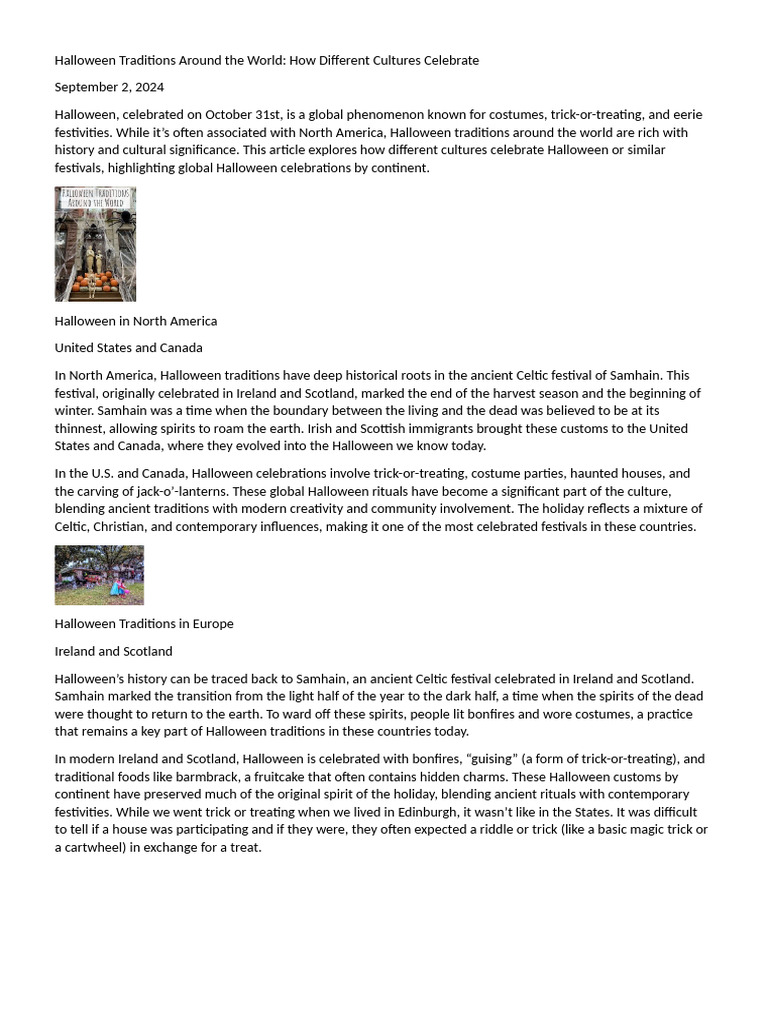 Global Halloween Traditions Explained | PDF | Halloween | Trick Or Treating