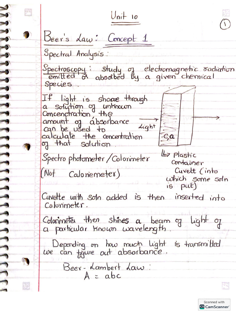 AP Chemistry Notes - Beer Lambert's Law and Chemical Reaction Rates | PDF
