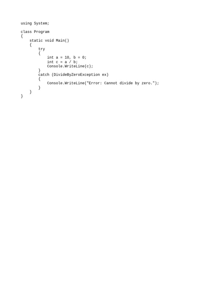 Exception Handling Example | PDF