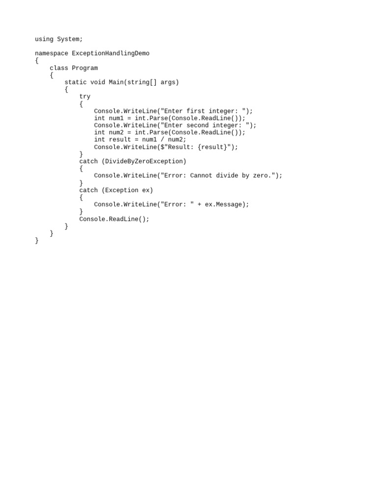 Exception Handling - Division | PDF