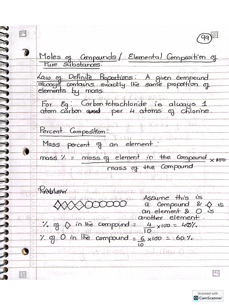 Mass Percent, Empirical and Molecular Formula Notes | PDF