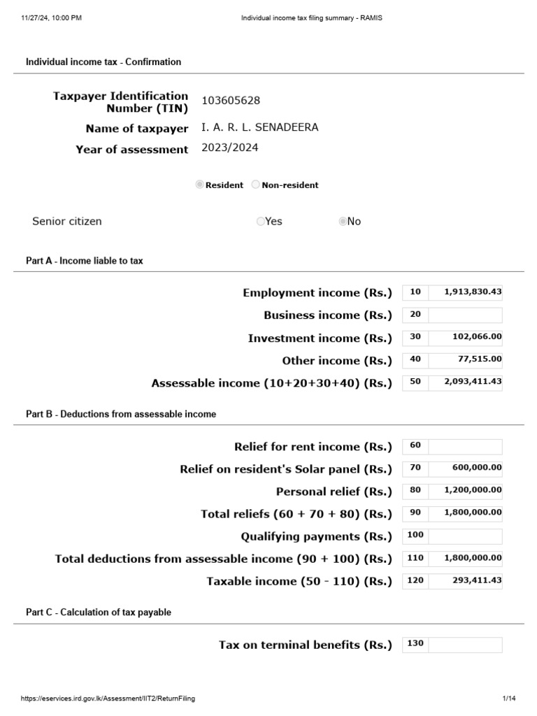 Individual Income Tax Summary 2023/2024 | PDF | Income Tax In The ...