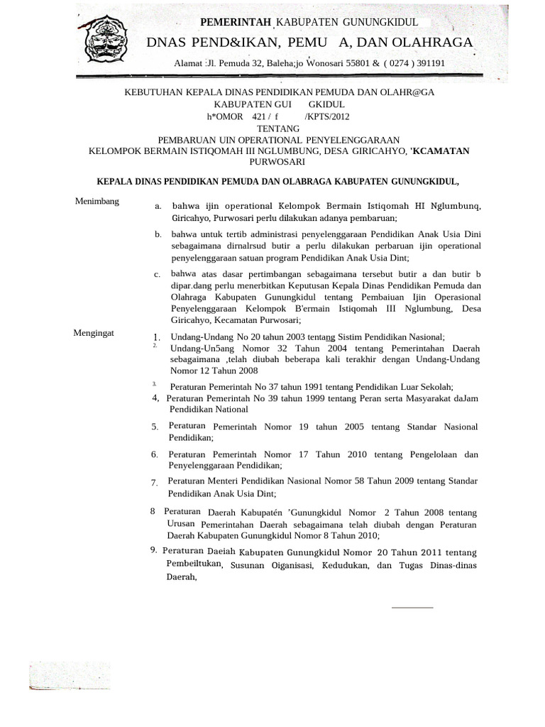 Ijin Operasional Isti 3 | PDF