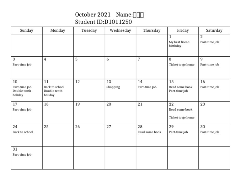 October Schedule | PDF