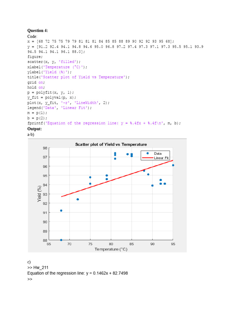 Yield vs Temperature Scatter Plot Analysis | PDF