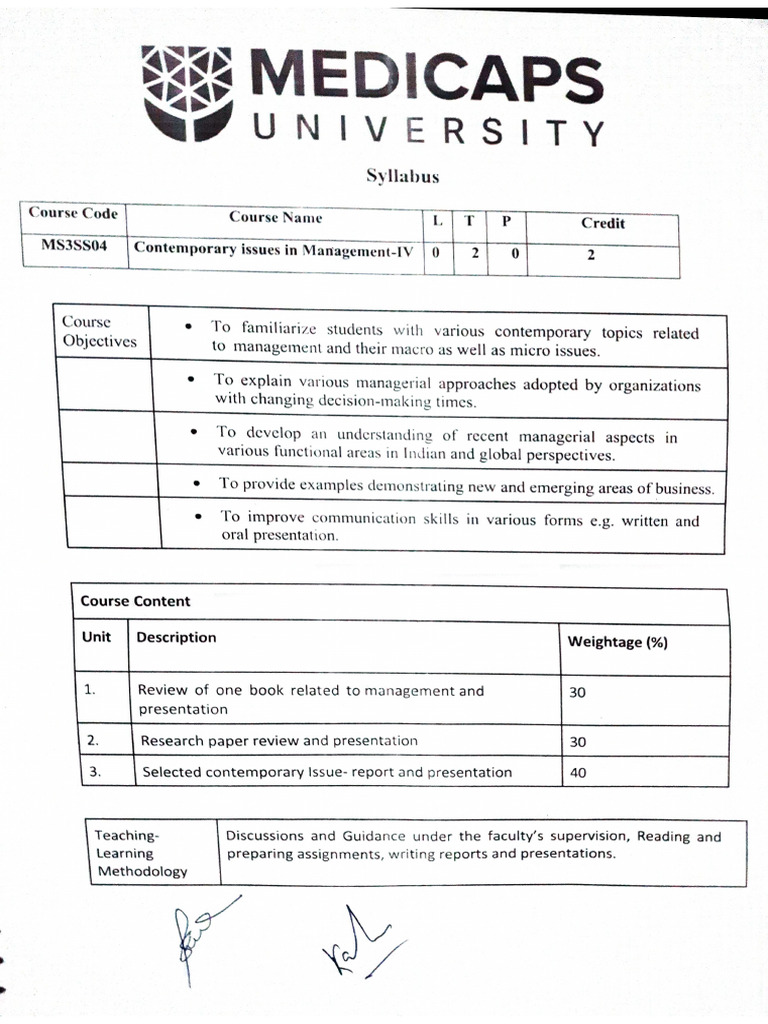 CIM IV Syllabus | PDF