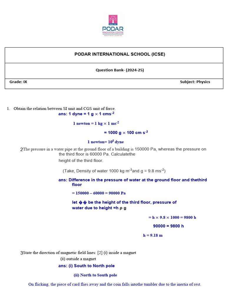 RQB IX PHY - ANS - Docx Term 2 | PDF | Buoyancy | Applied And ...