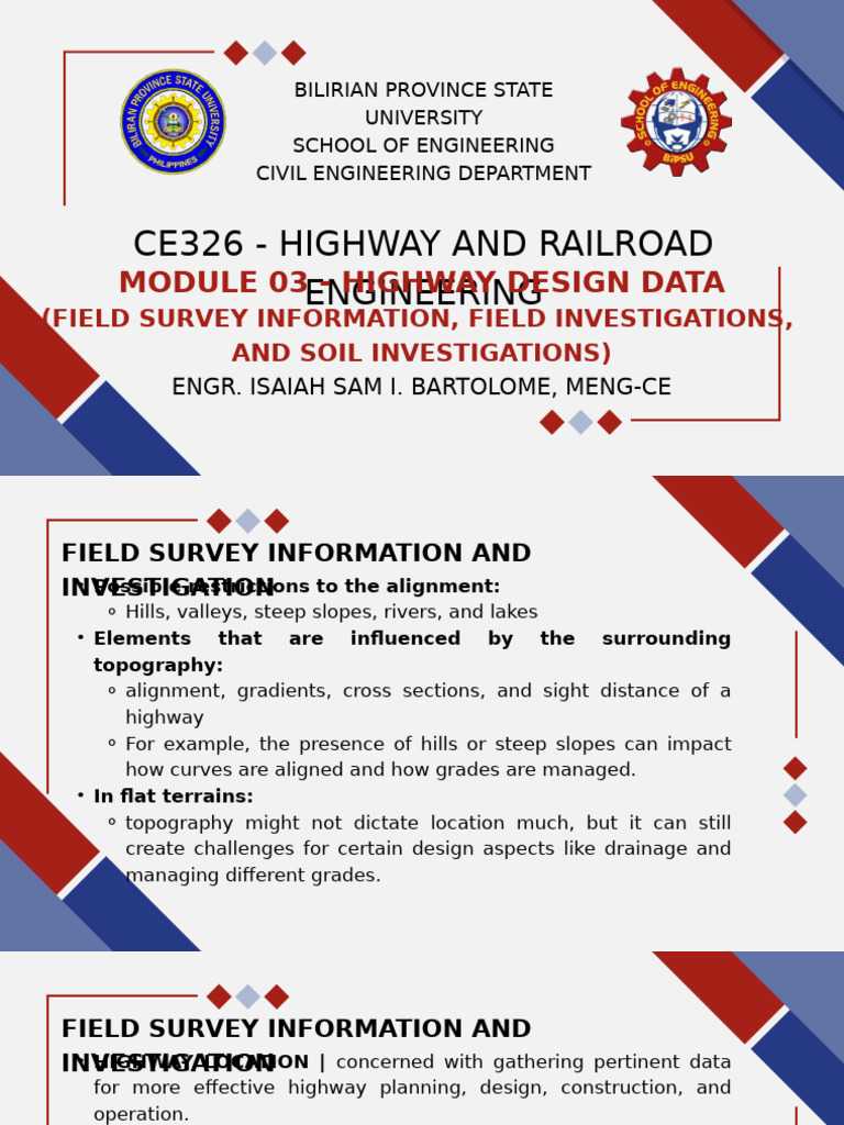BiPSU - HRE - 03 - Highway Design Data (Field Survey Information, Field ...