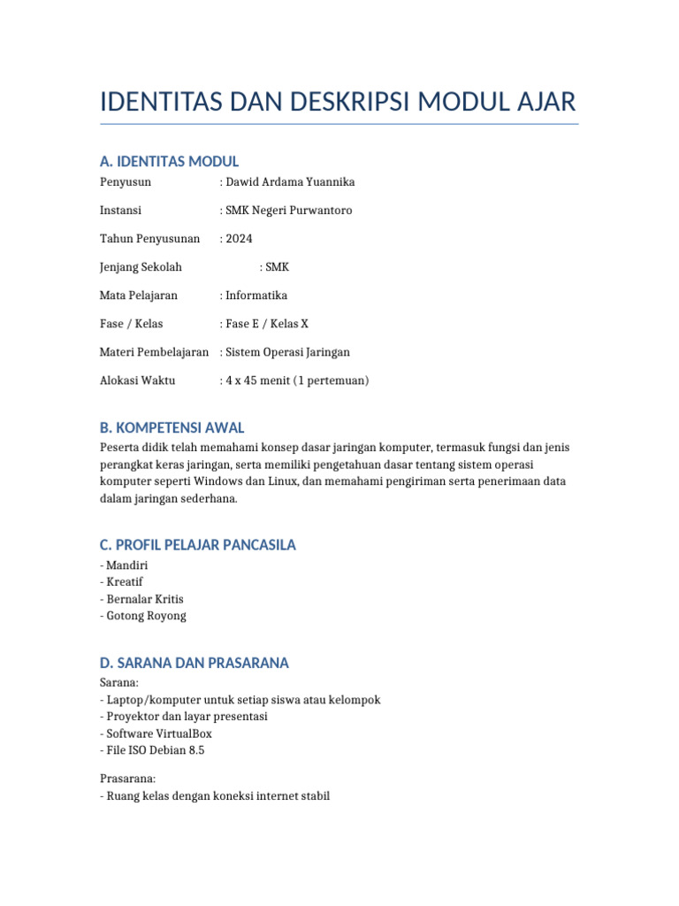 Identitas Modul Ajar | PDF