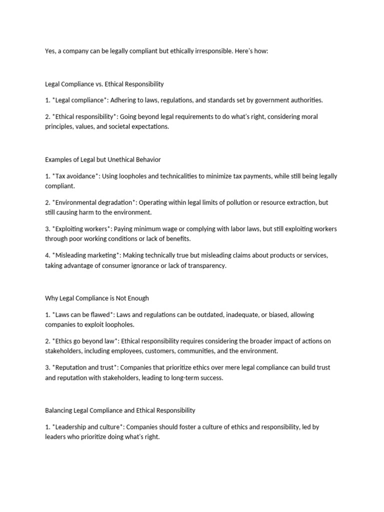 Ethics Beyond Legal Compliance | PDF