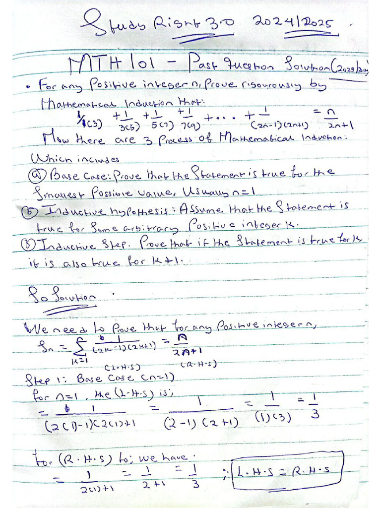Mth 101. Past Question Solution ( 20232024) | PDF