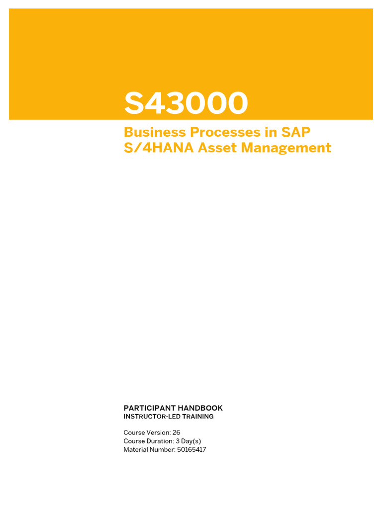 Business Processes in SAP S/4HANA Asset Management | PDF | Cloud ...