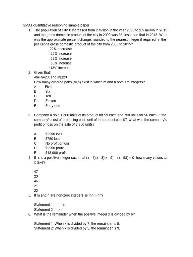 1714465084GMAT Quantitative Reasoning Sample Paper 9 | PDF