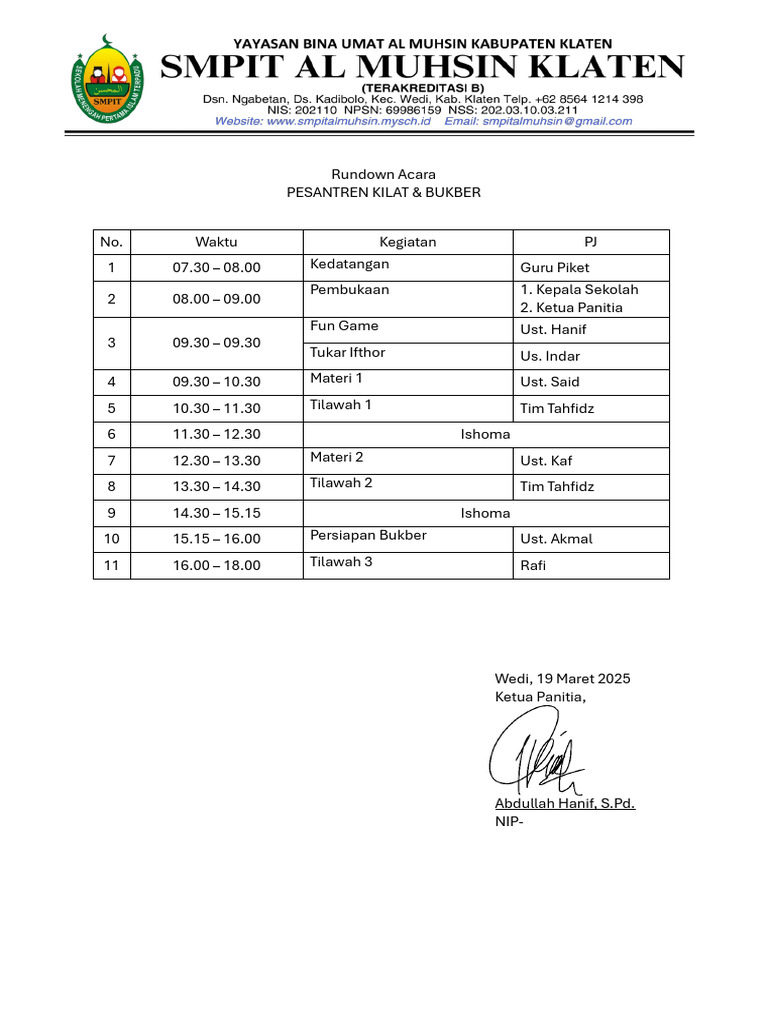 Rundown Acara 20250320 | PDF