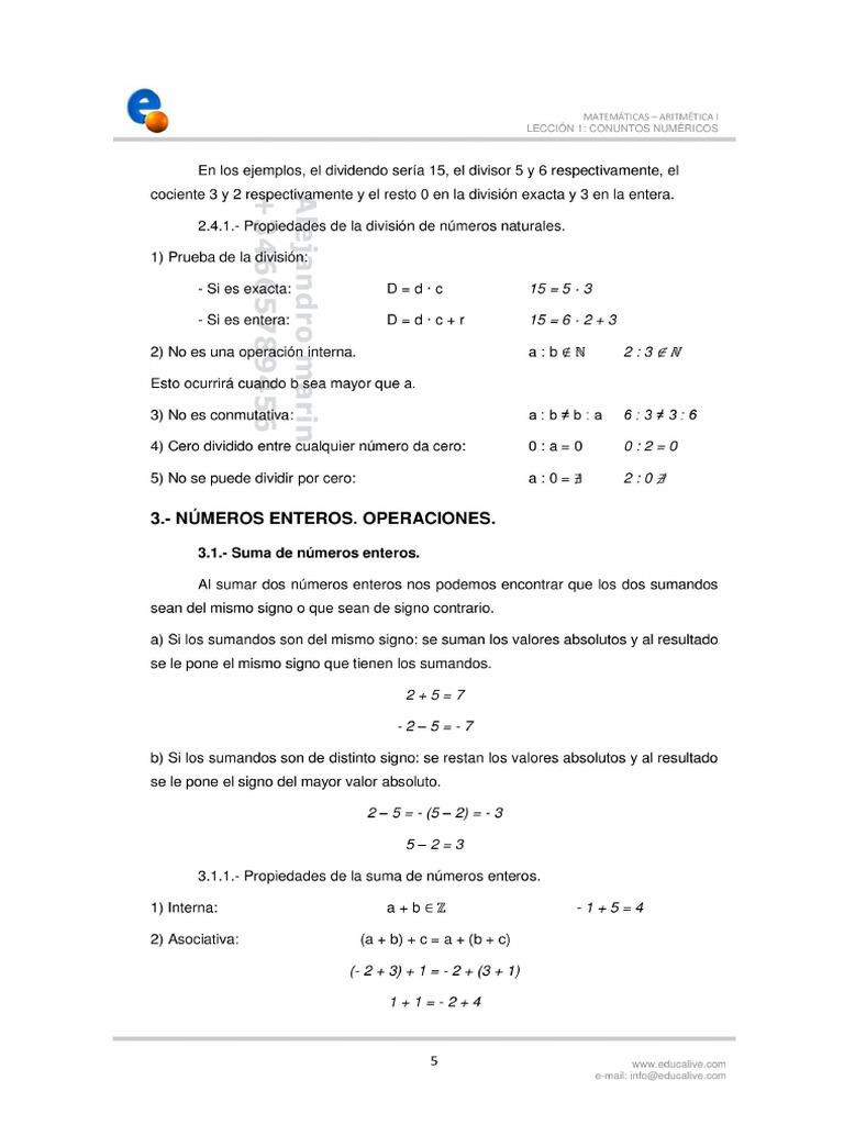 Leccion 1 Conjuntos Numericos Operaciones-2 | PDF