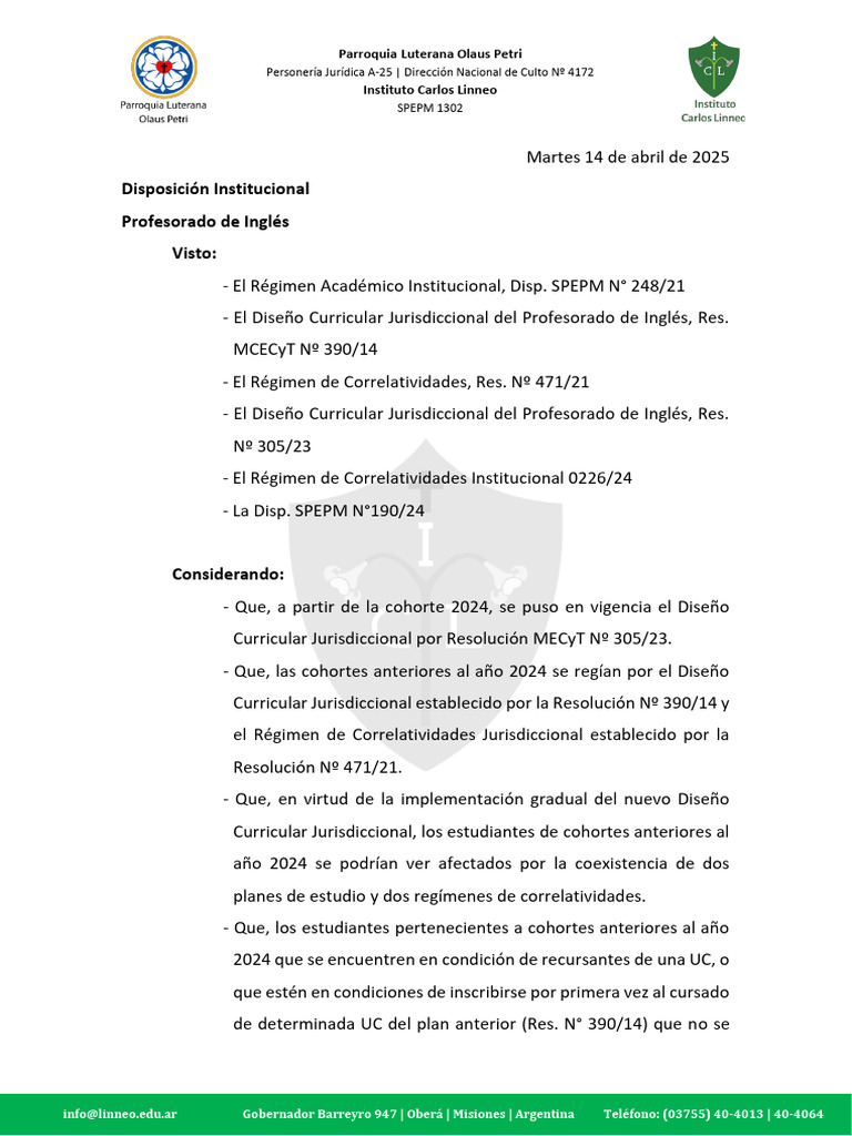Nota - Disposición Interna DCJ 305-2023 | PDF