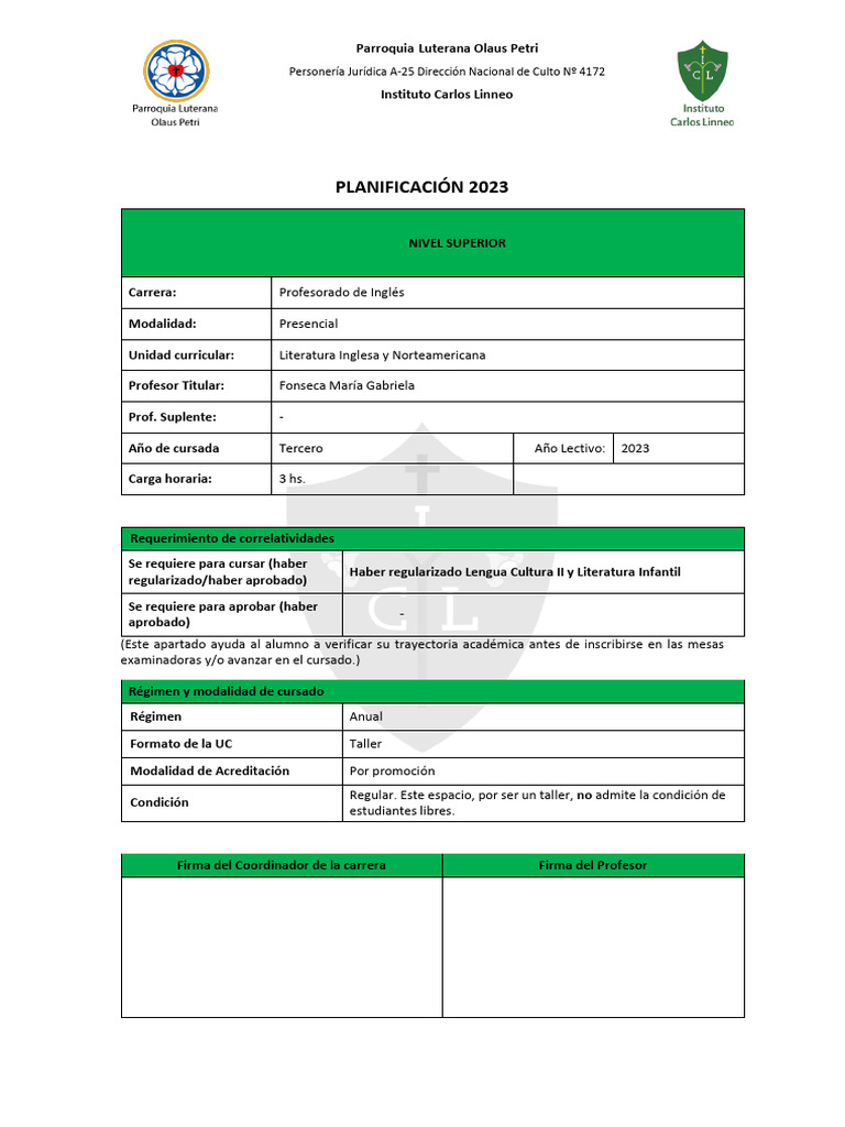 MODELO DE PLANIFICACION-2023_LITING | PDF | Maestros | Literatura infantil