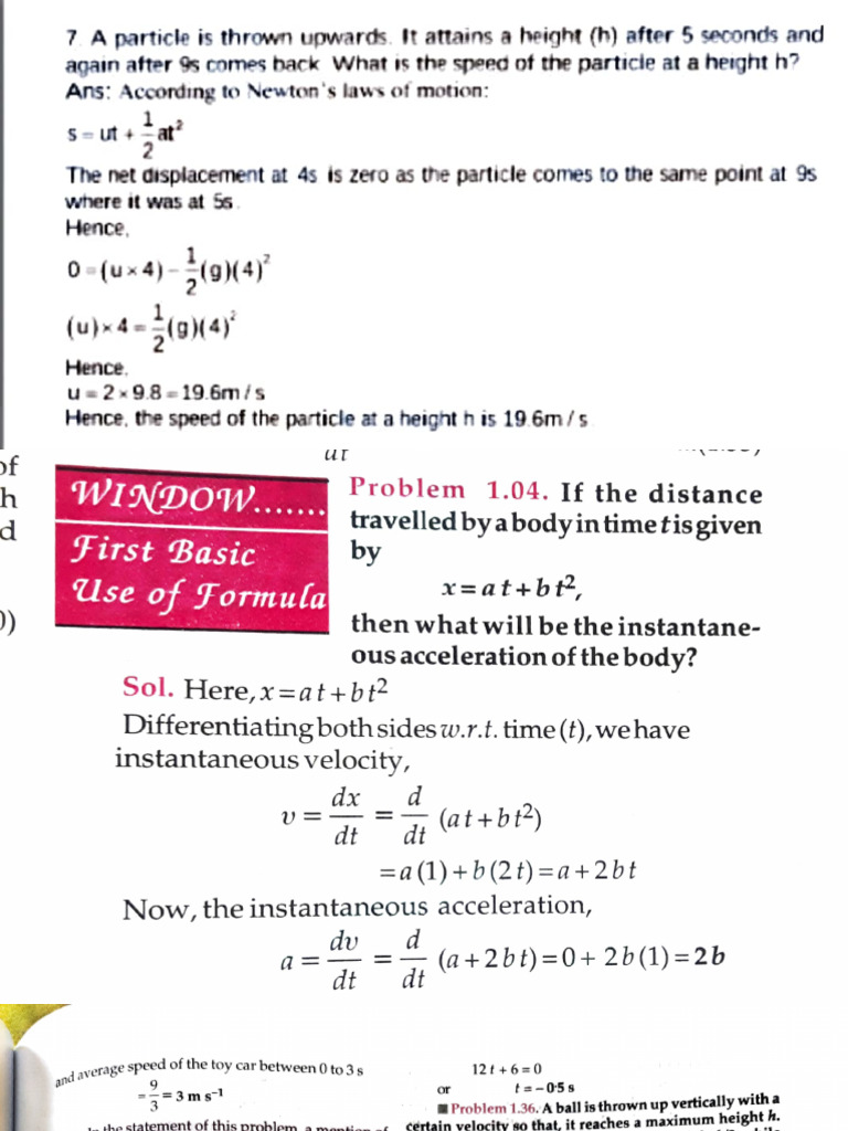6 Numericals of CH Motion in ST Line XI | PDF | Acceleration | Applied And Interdisciplinary Physics