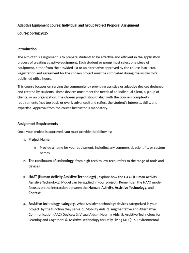 Individual and Group Project Proposal Assignment 2025 | PDF