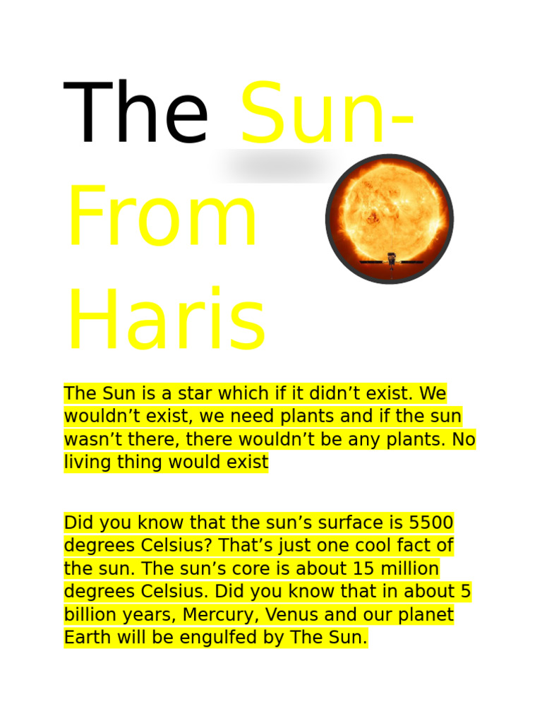 Importance of the Sun for Life | PDF