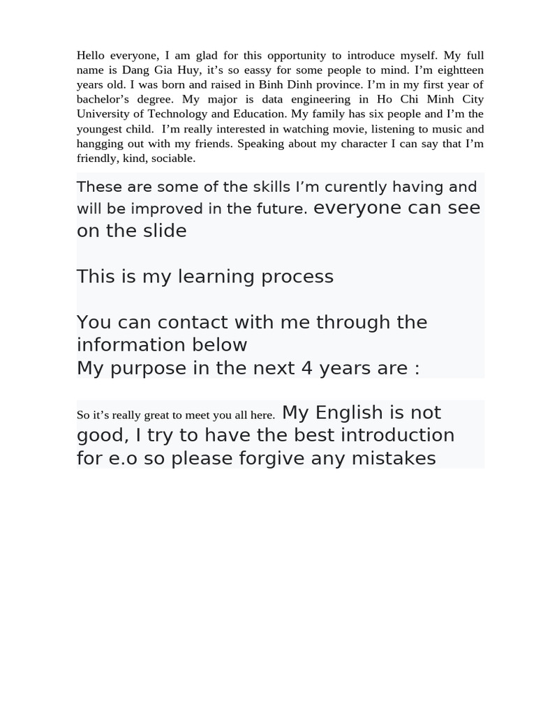 Introduce Myselt | PDF