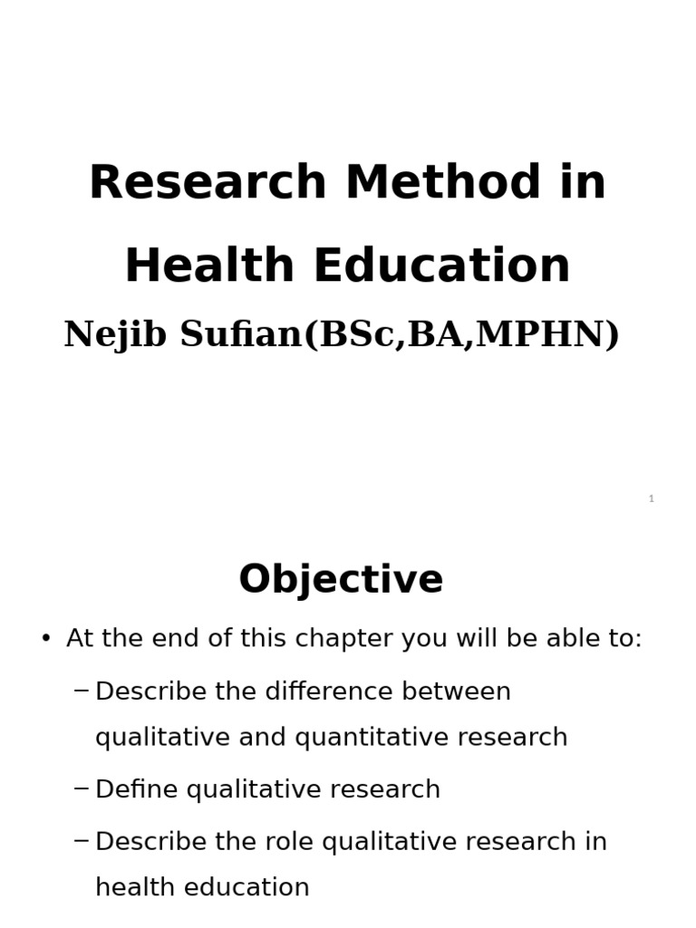 Unit Three-Research Method in Health Education | PDF | Qualitative ...