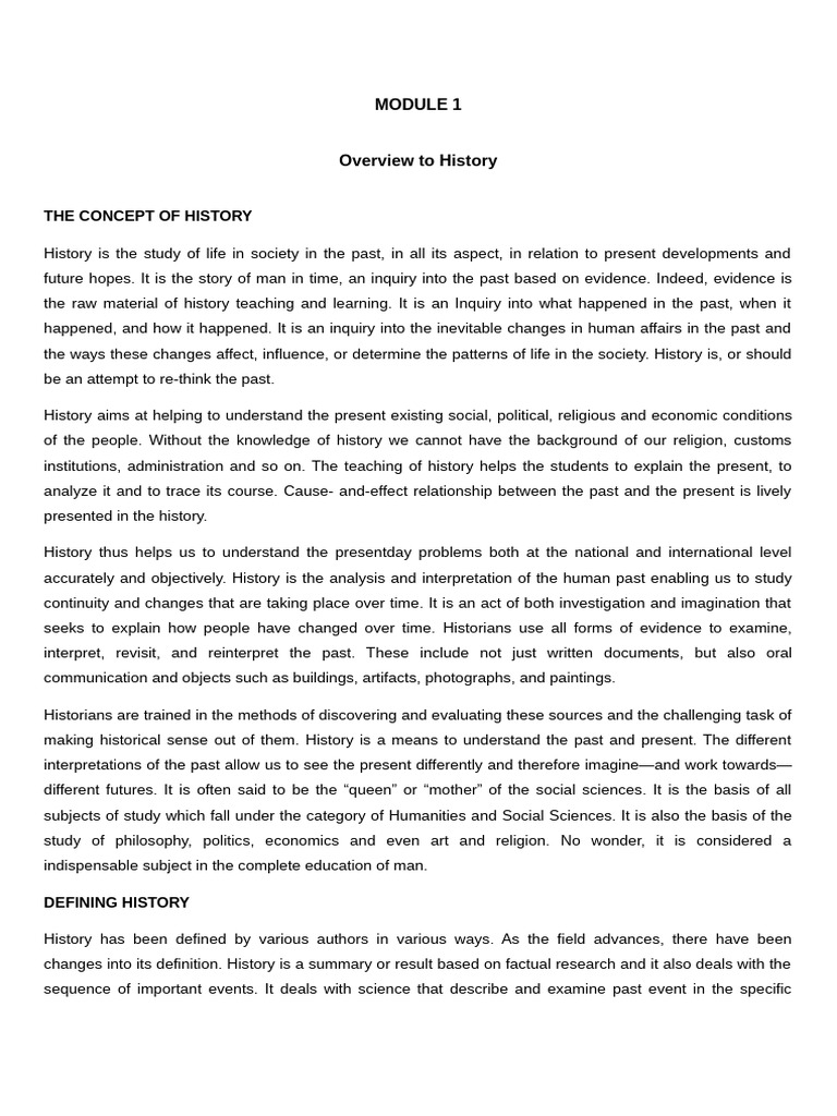 RPH-Overview To History-Module 1 | PDF | Philippines | Liberal Arts Education