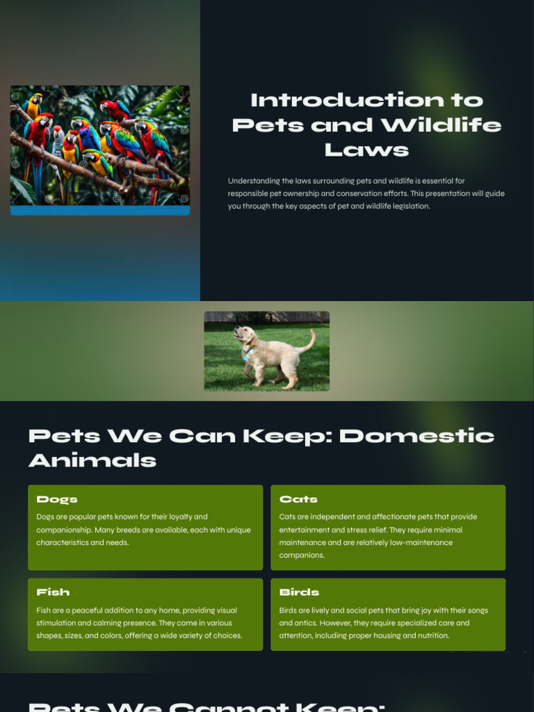 Introduction To Pets and Wildlife Laws | PDF | Pet | Wildlife