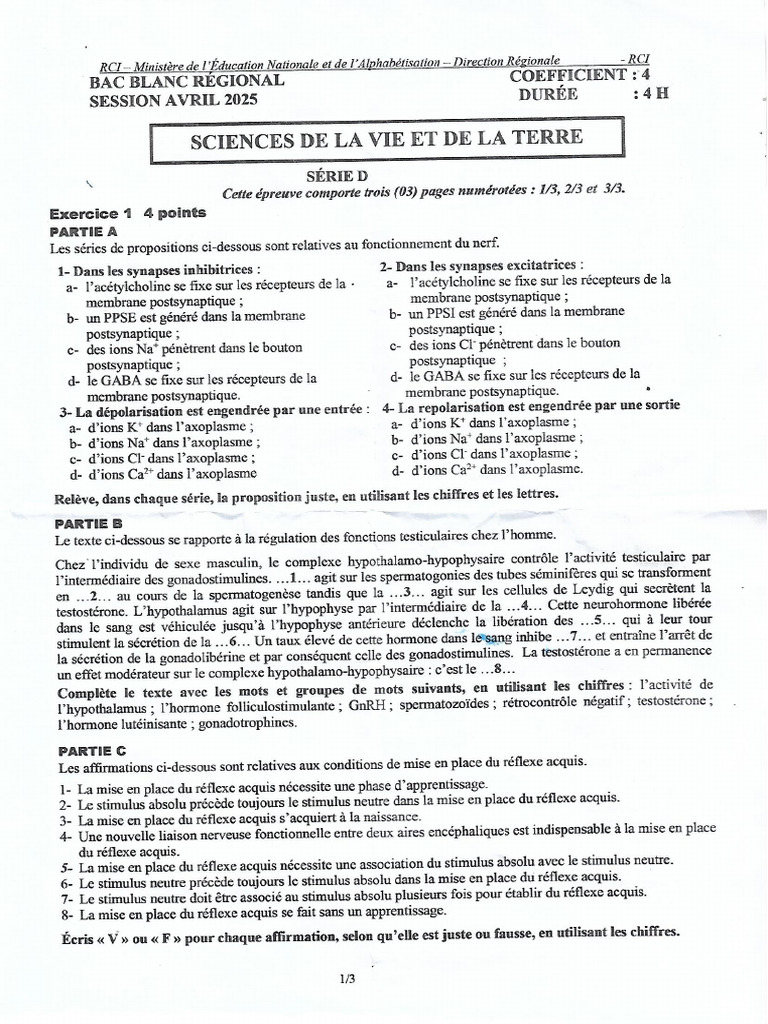 Bac SVT Regional | PDF