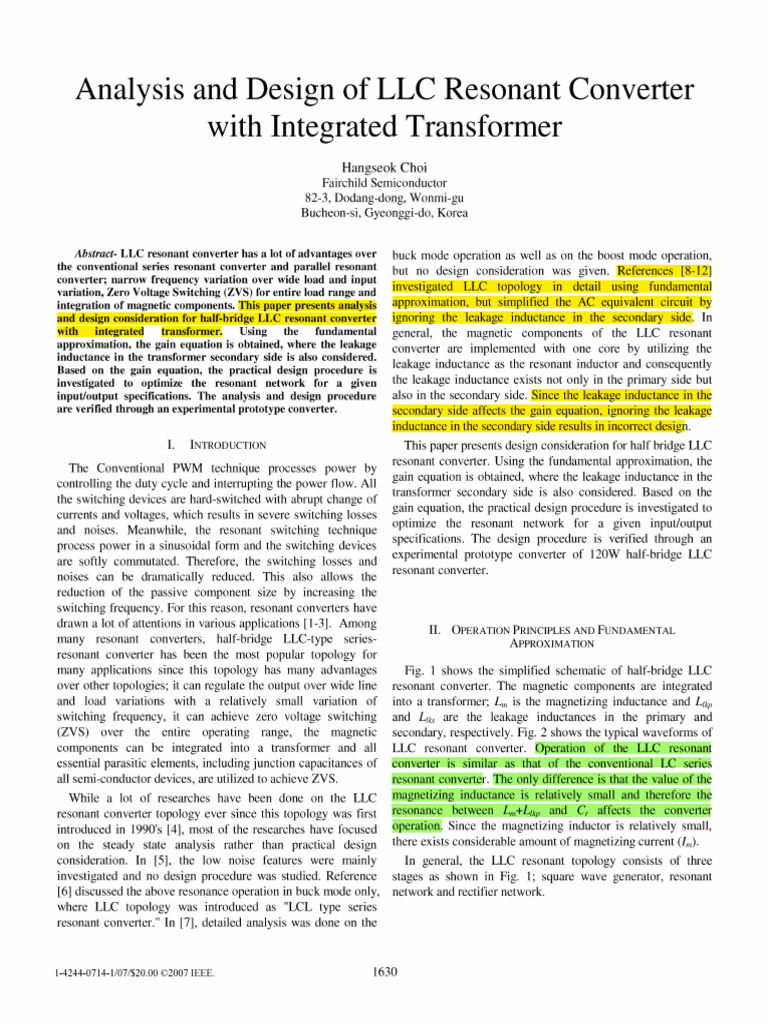 Analysis and Design of LLC Resonant Converter With | PDF | Rectifier ...