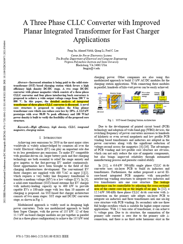 A Three - Phase - CLLC - Converter - With - Improved - Planar - Integrated - Transformer - For ...