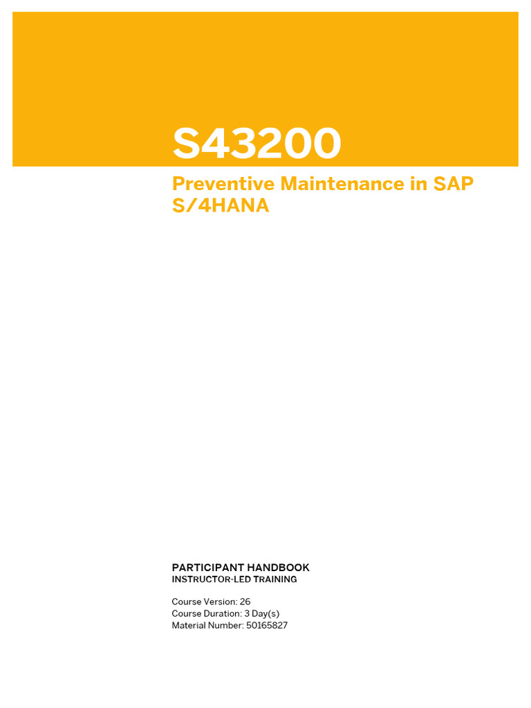 Preventive Maintenance in SAP S/4HANA | PDF | Enterprise Resource ...