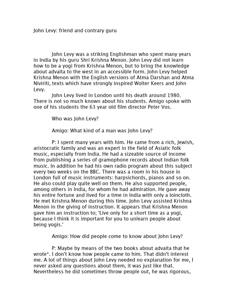 John Levy: Guru of Advaita Wisdom | PDF | Advaita Vedanta | Indian ...