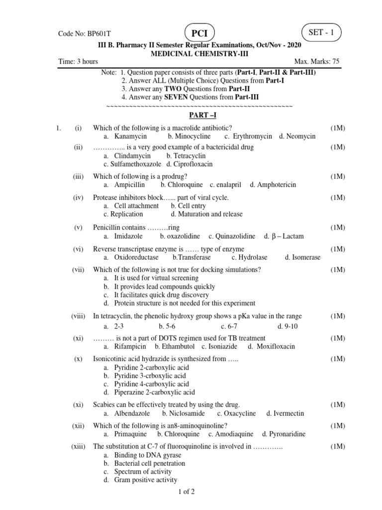 Medicinal Chemistry-III | PDF | Penicillin | Drugs