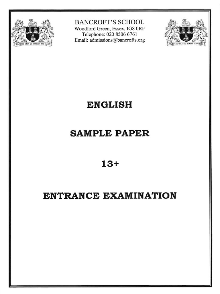 13 English Sample Paper | PDF