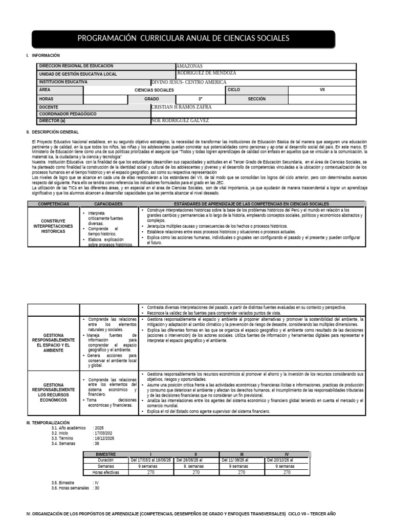 3ro Programacion Anual Cs Soc | PDF | Enseñando | Sustentabilidad