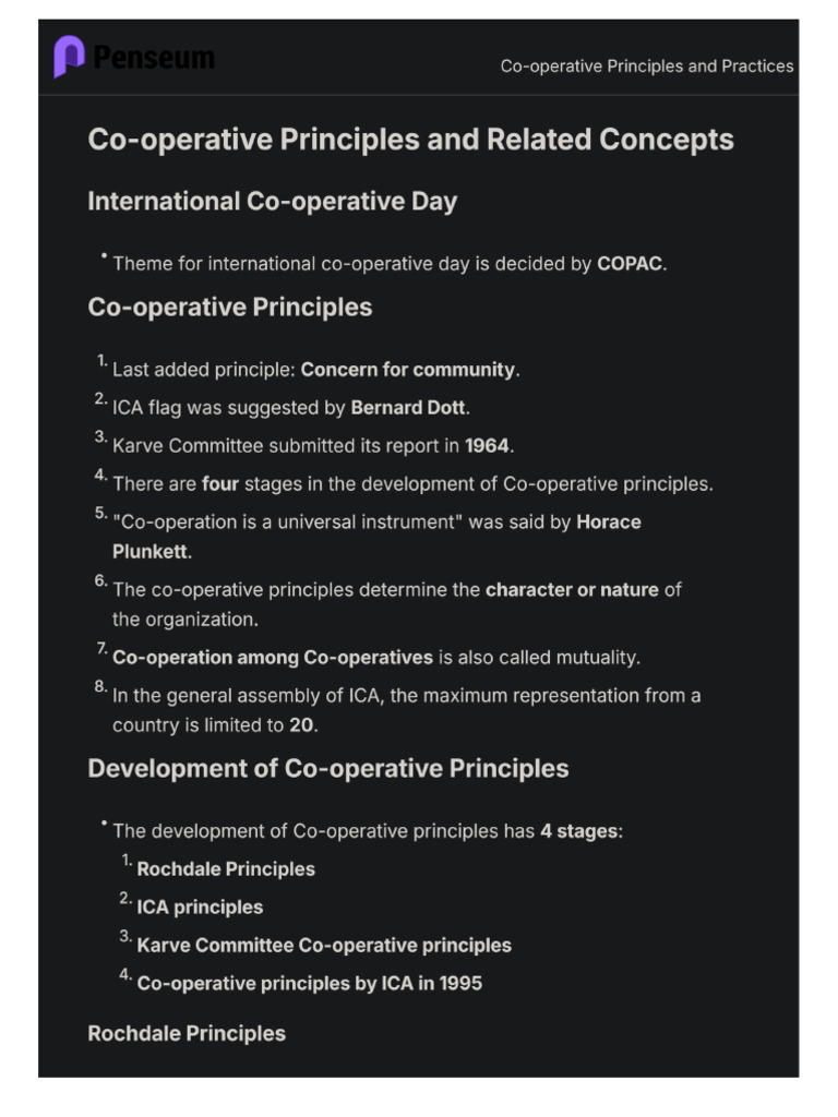 Co-Operative Principles and Practices | PDF