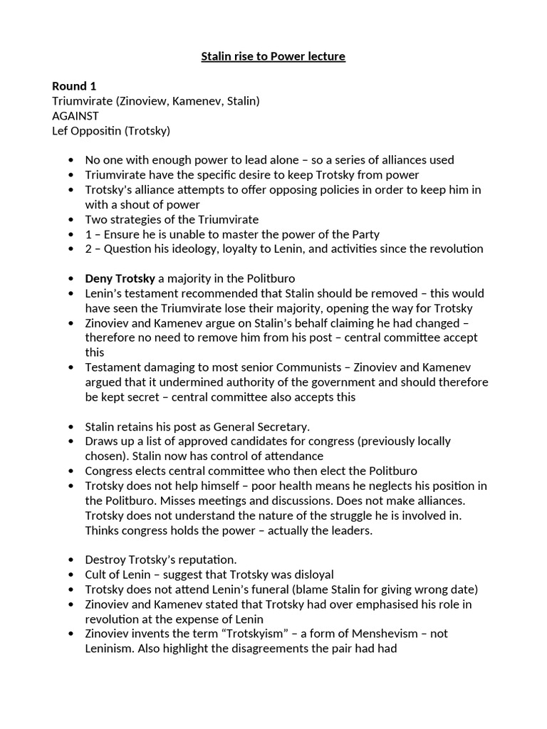 Lesson 5 Teacher Lecture Notes | PDF | Leon Trotsky | Joseph Stalin
