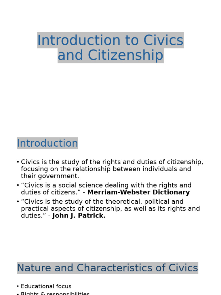 Understanding Civics and Citizenship | PDF | Citizenship | Rights
