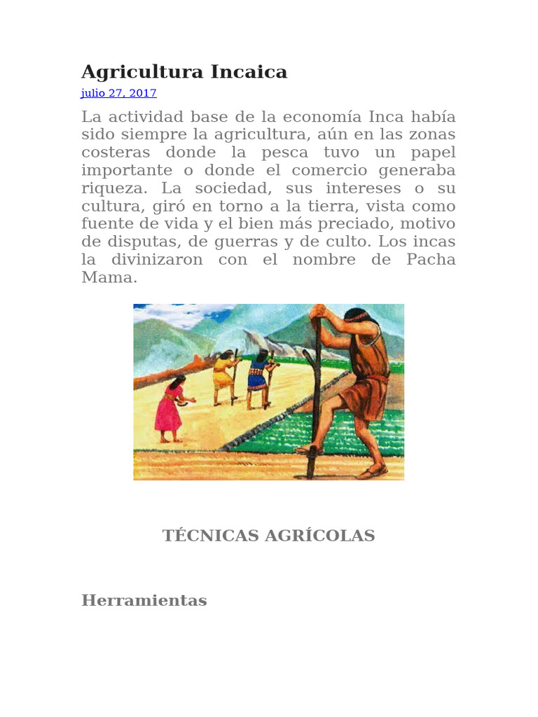 Productos cultivados por los Incas | PDF | Agricultura | Imperio Inca