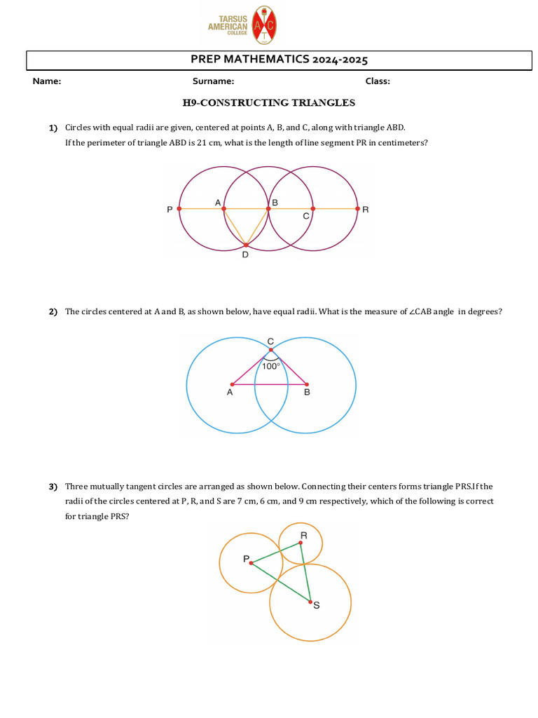 h9 Constructing Triangles | PDF