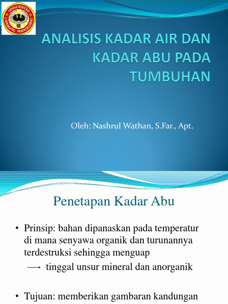 Analisis Kadar Air Dan Kadar Abu Pada Tumbuhan | PDF Analisis Kadar Air Dan Kadar Abu Pada Tumbuhan | PDF