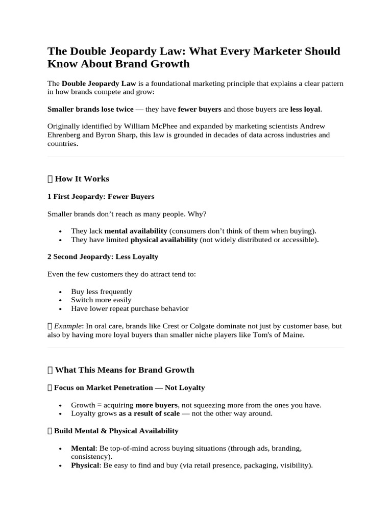 Understanding Double Jeopardy in Marketing | PDF | Brand | Marketing