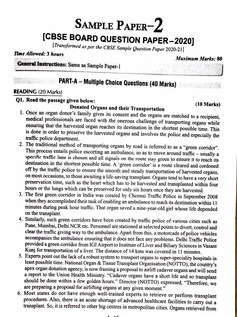 Sample Paper 1-10 April | PDF | Organ Transplantation | Organ Donation