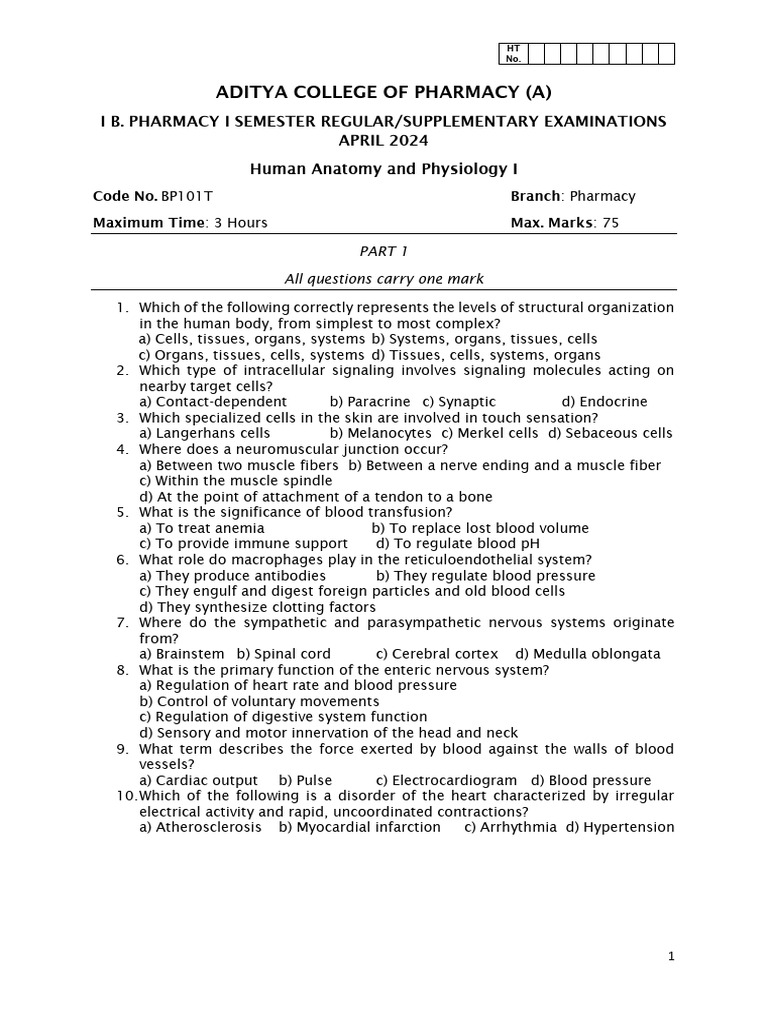 Human Anatomy and Physiology-I | PDF | Heart | Human Body