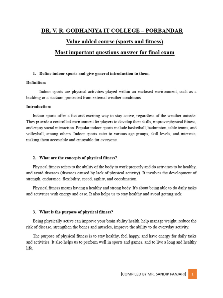 Imp Questions and Final Paper Solution (Vac) Sem 2 | PDF | Physical Fitness | Strength Training